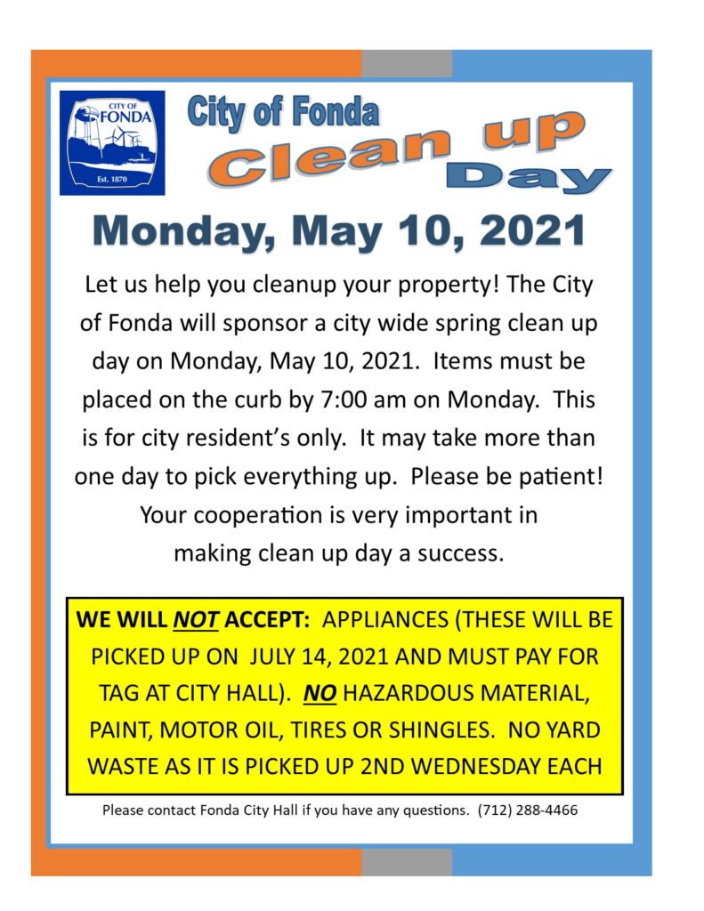 Clean Up Days – Fonda